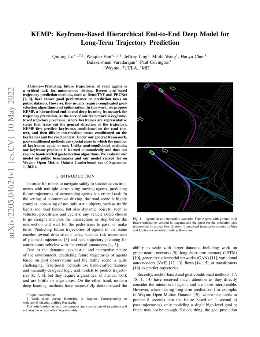 KEMP: Keyframe-Based Hierarchical End-to-End Deep Model for Long-Term Trajectory Prediction | DeepAI