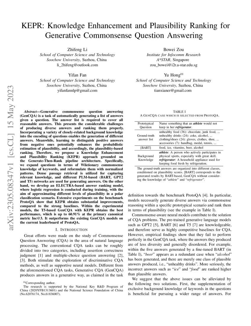 KEPR: Knowledge Enhancement and Plausibility Ranking for Generative ... KEPR: Knowledge Enhancement and Plausibility Ranking for Generative ...