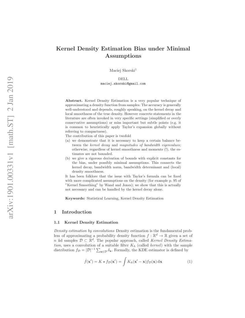 Kernel Density Estimation Bias under Minimal Assumptions | DeepAI