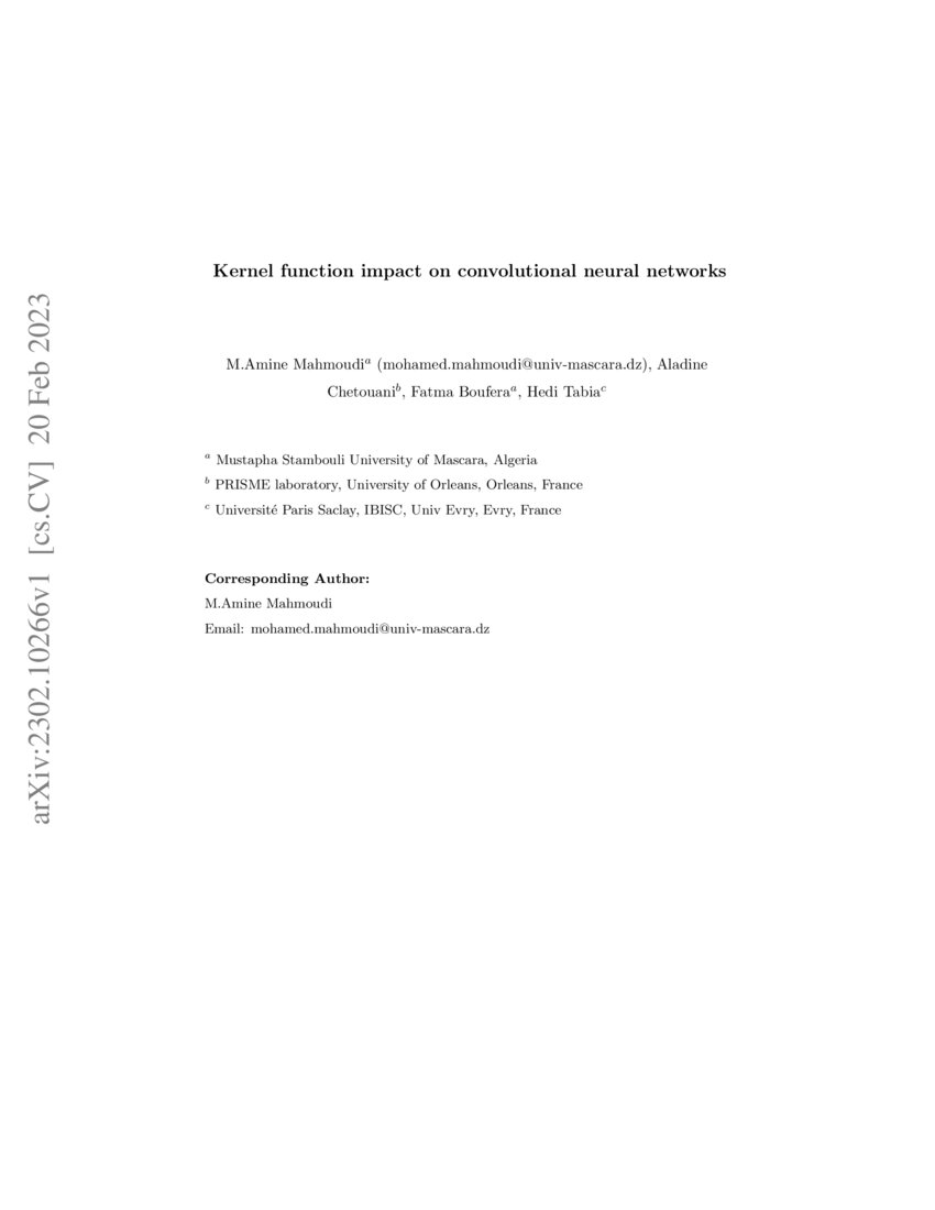 Kernel Function Impact On Convolutional Neural Networks Deepai 4584