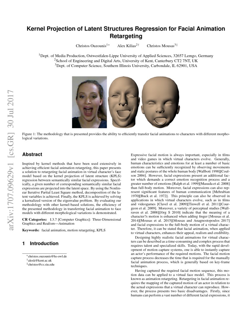 Kernel Projection of Latent Structures Regression for Facial Animation ...