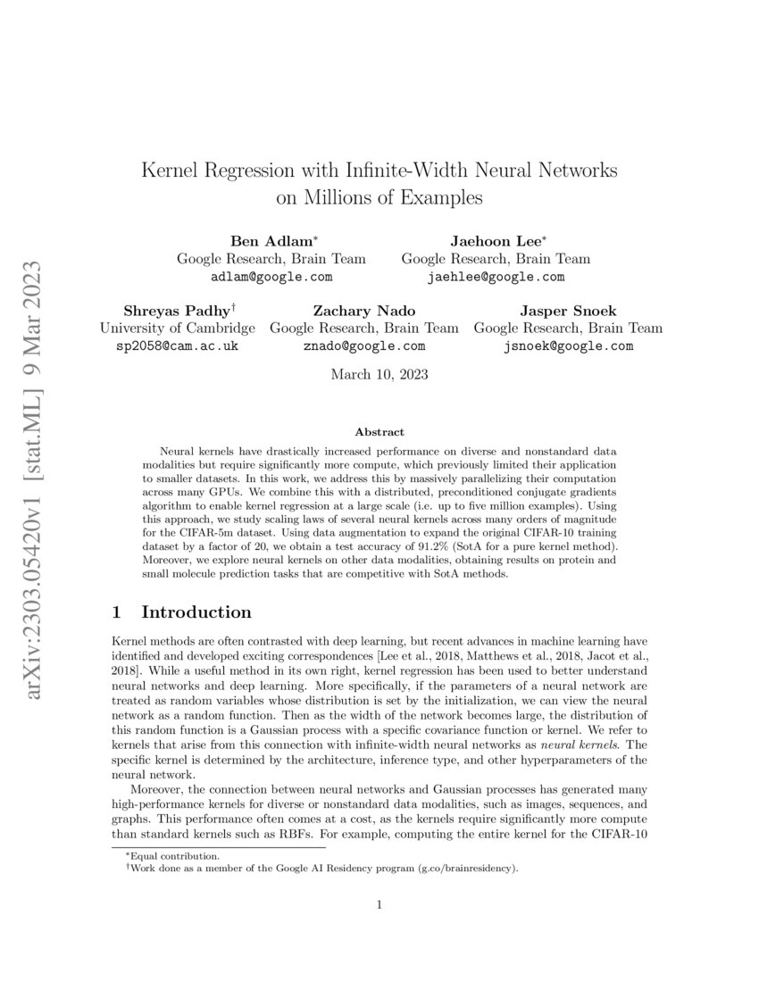 Kernel Regression With Infinite Width Neural Networks On Millions Of Examples Deepai