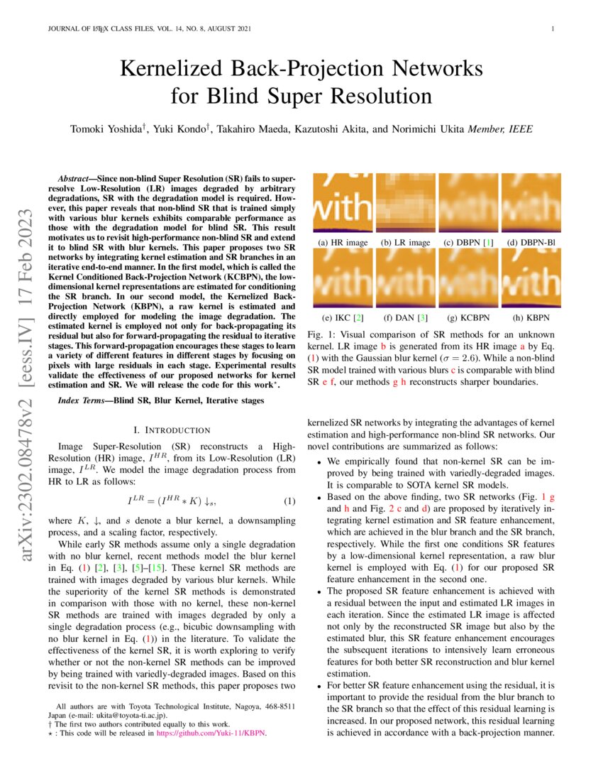 Kernelized Back-Projection Networks for Blind Super Resolution | DeepAI