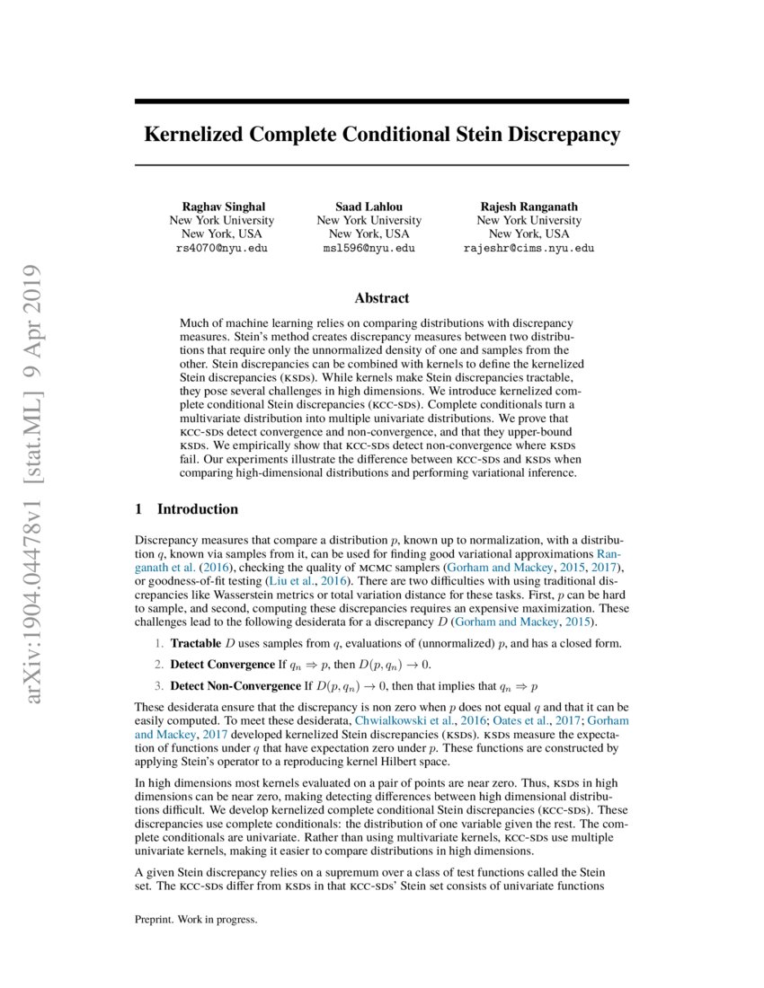 Kernelized Complete Conditional Stein Discrepancy | DeepAI