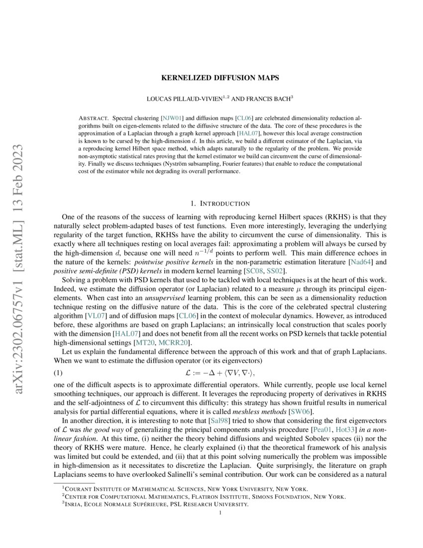 Kernelized Diffusion maps | DeepAI