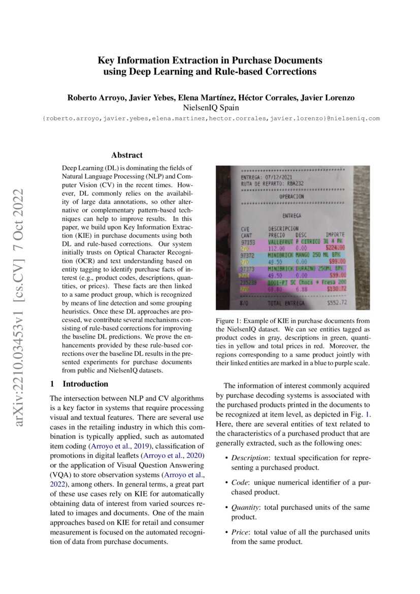 Key Information Extraction In Purchase Documents Using Deep Learning And Rule Based Corrections