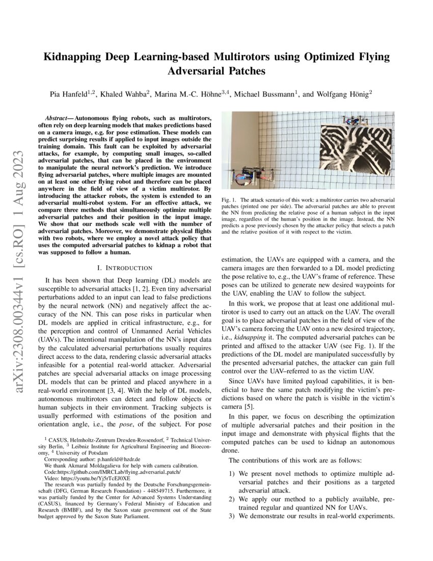 Kidnapping Deep Learning-based Multirotors using Optimized Flying ...