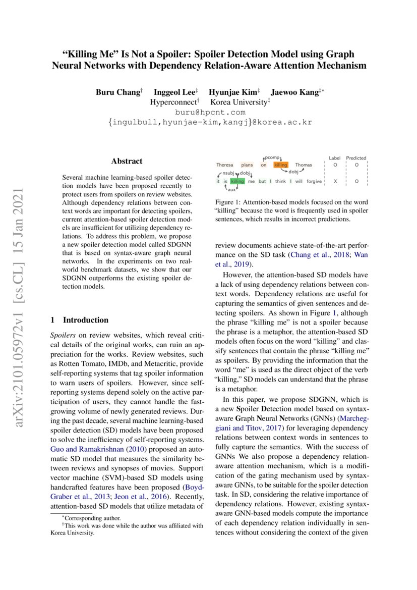Killing Me Is Not A Spoiler Spoiler Detection Model Using Graph Neural Networks With