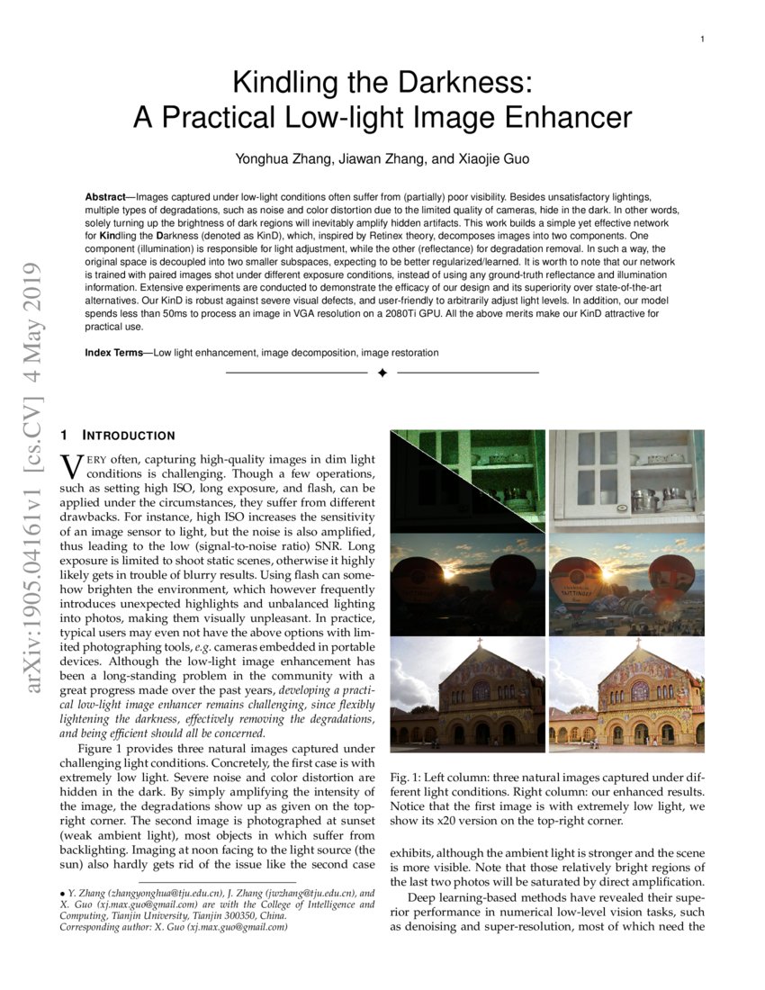 Kindling the Darkness: A Practical Low-light Image Enhancer | DeepAI