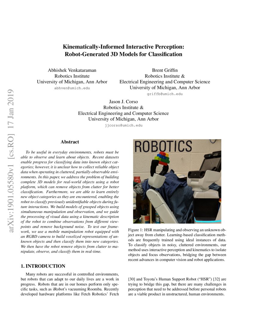 Kinematically-Informed Interactive Perception: Robot-Generated 3D ...
