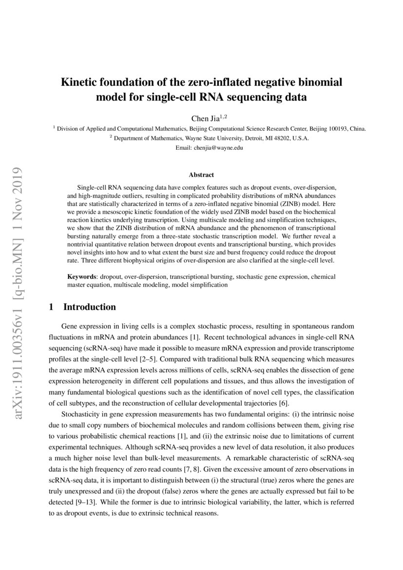 Kinetic foundation of the zero-inflated negative binomial model for ...