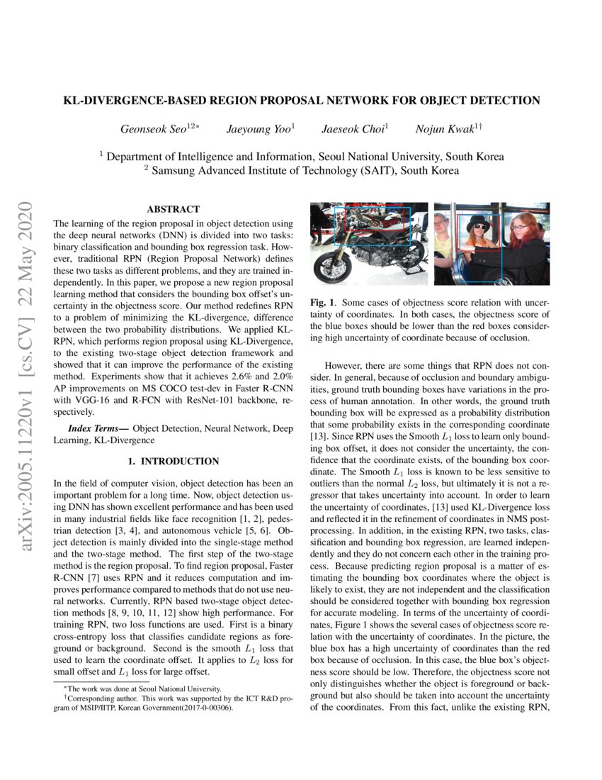 Kl Divergence Based Region Proposal Network For Object Detection Deepai
