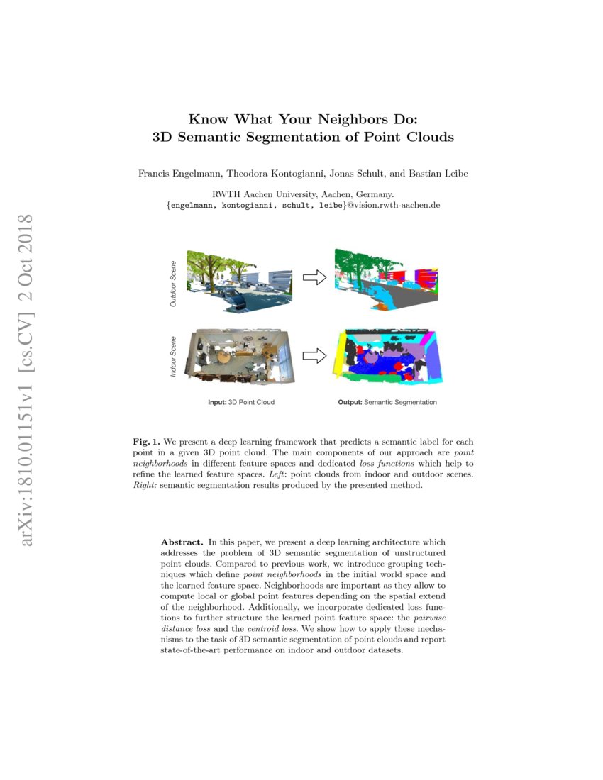 Know What Your Neighbors Do: 3D Semantic Segmentation of Point Clouds ...