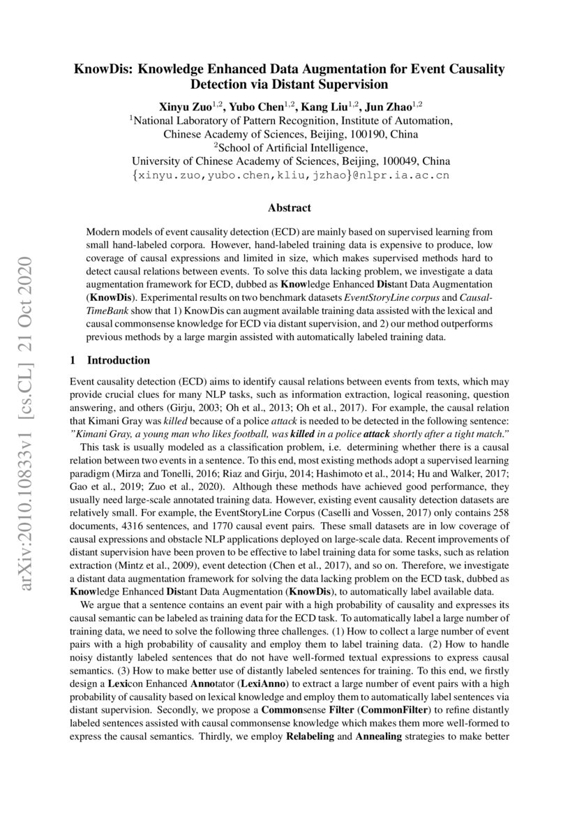 Knowdis Knowledge Enhanced Data Augmentation For Event Causality Detection Via Distant 6248