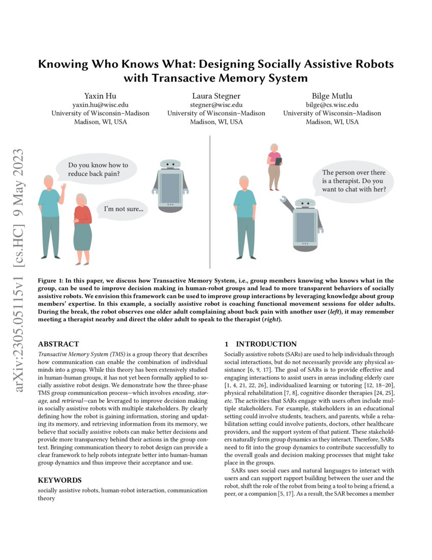 Knowing Who Knows What: Designing Socially Assistive Robots with ...