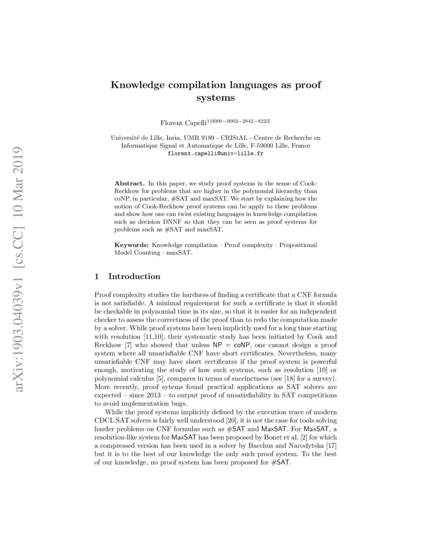 Knowledge compilation languages as proof systems | DeepAI