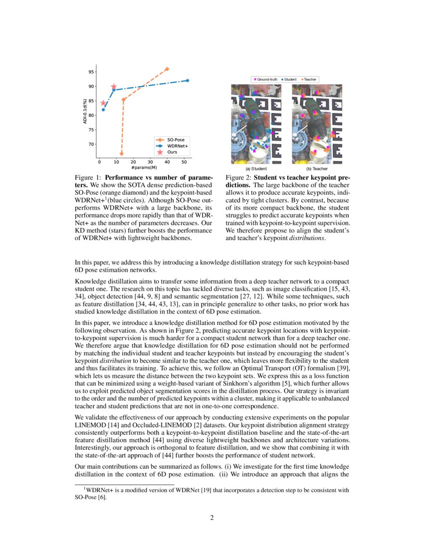 Knowledge Distillation for 6D Pose Estimation by Keypoint Distribution Alignment | DeepAI