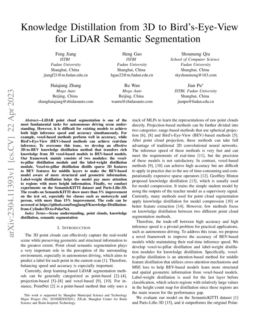 Knowledge Distillation From 3d To Birds Eye View For Lidar Semantic