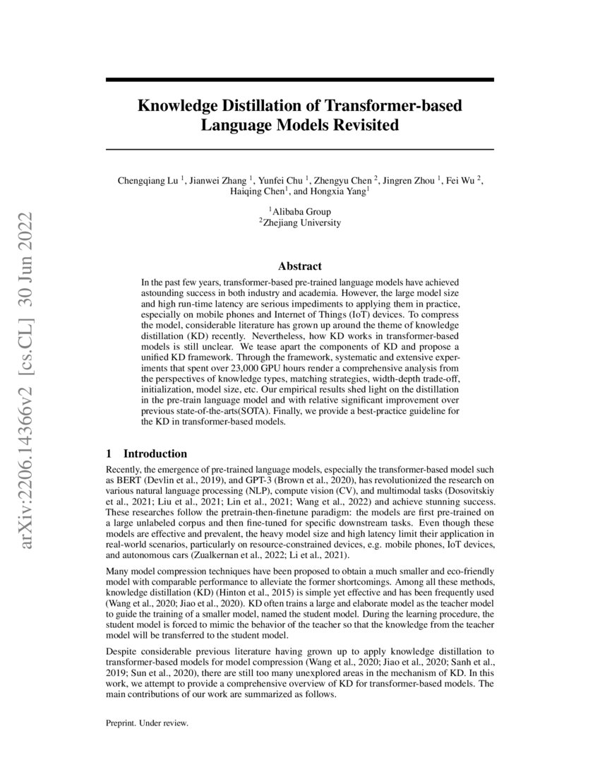 Knowledge Distillation of Transformer-based Language Models Revisited | DeepAI