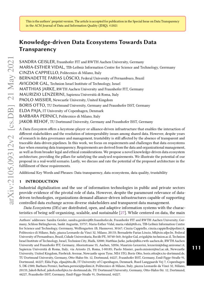 Knowledge-driven Data Ecosystems Towards Data Transparency | DeepAI