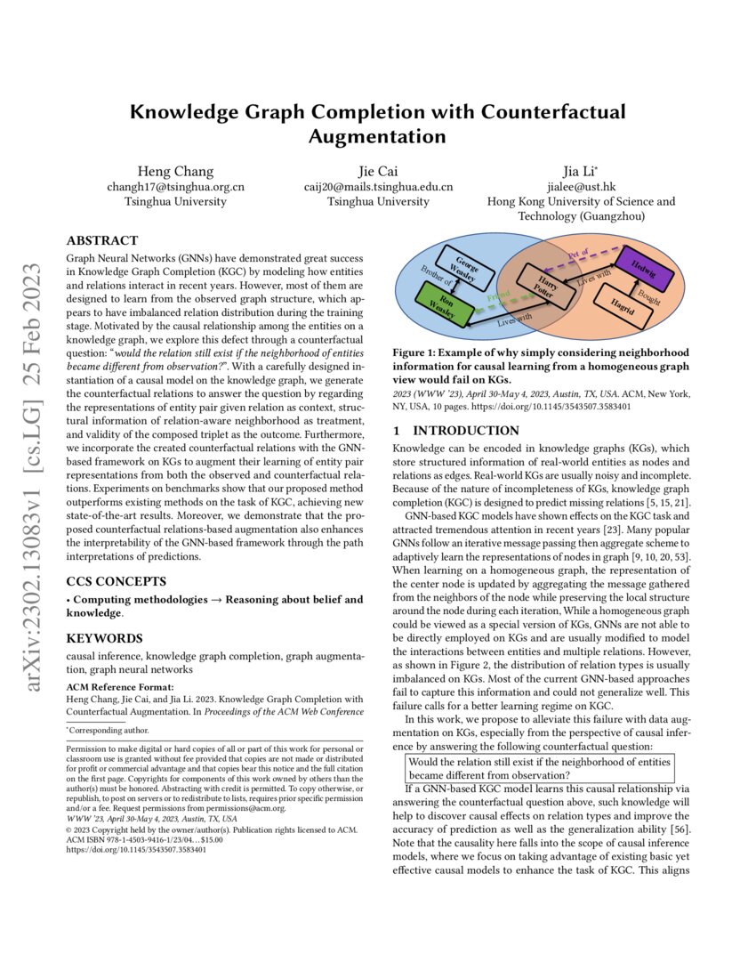 Knowledge Graph Completion With Counterfactual Augmentation Deepai