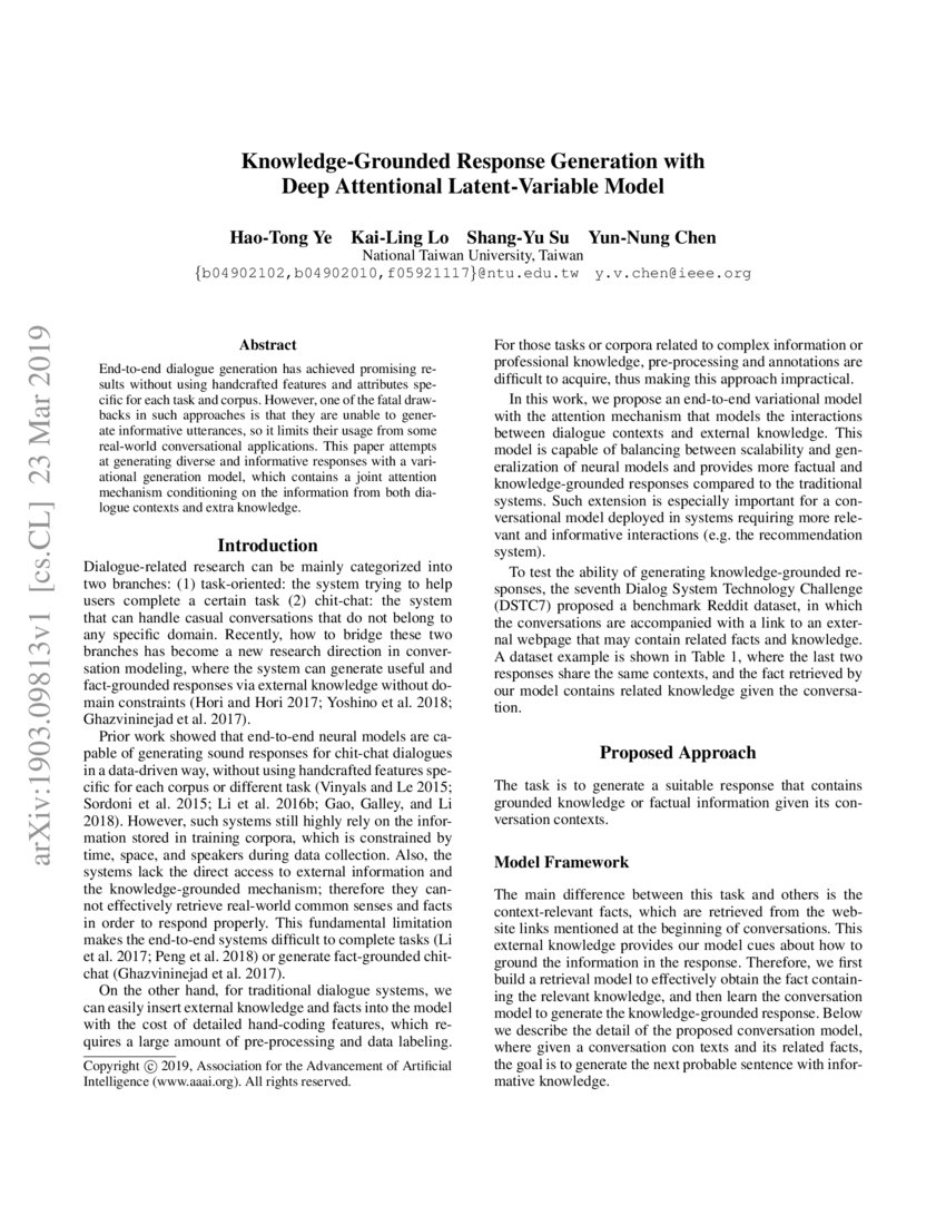 Knowledge Grounded Response Generation With Deep Attentional Latent Variable Model Deepai