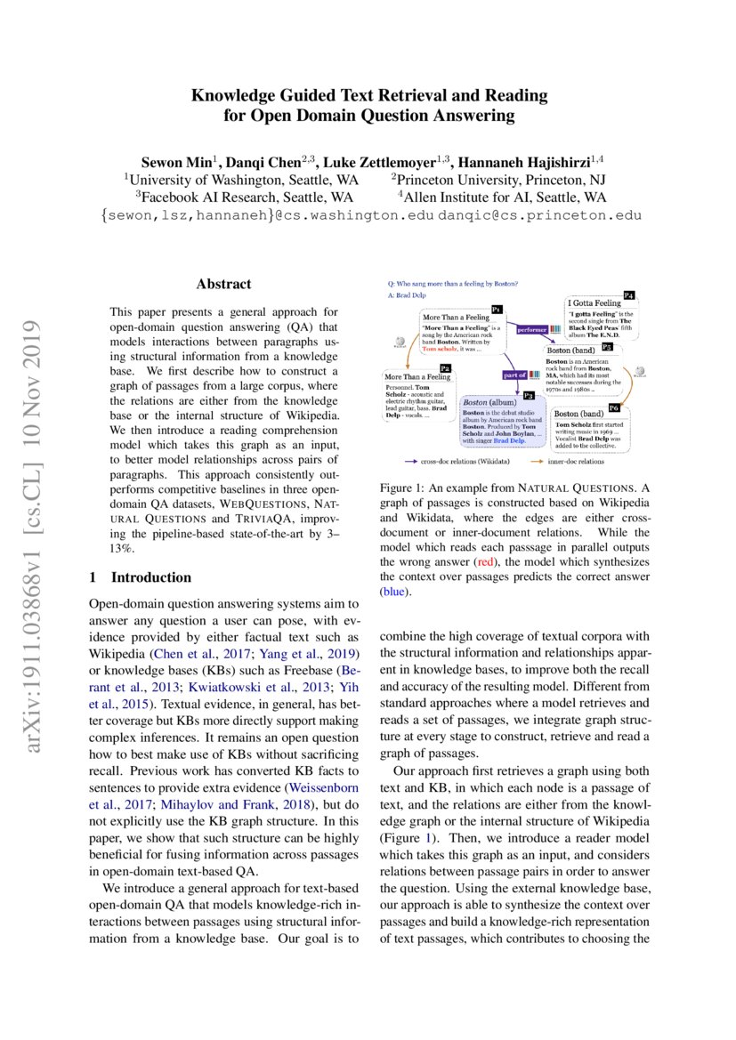 Knowledge Guided Text Retrieval And Reading For Open Domain Question