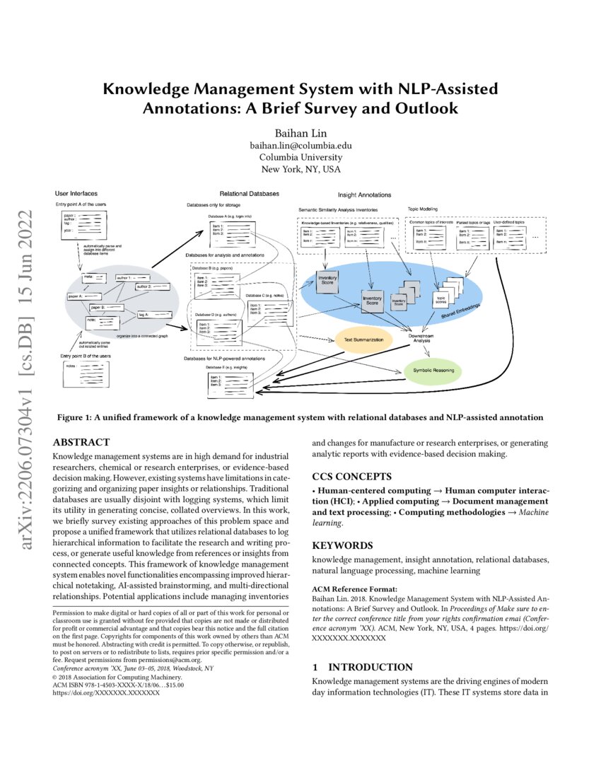 Knowledge Management System with NLP-Assisted Annotations: A Brief ...