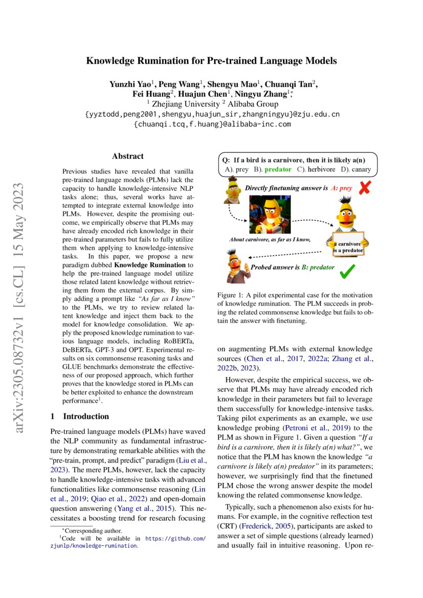 Knowledge Rumination For Pre Trained Language Models Deepai