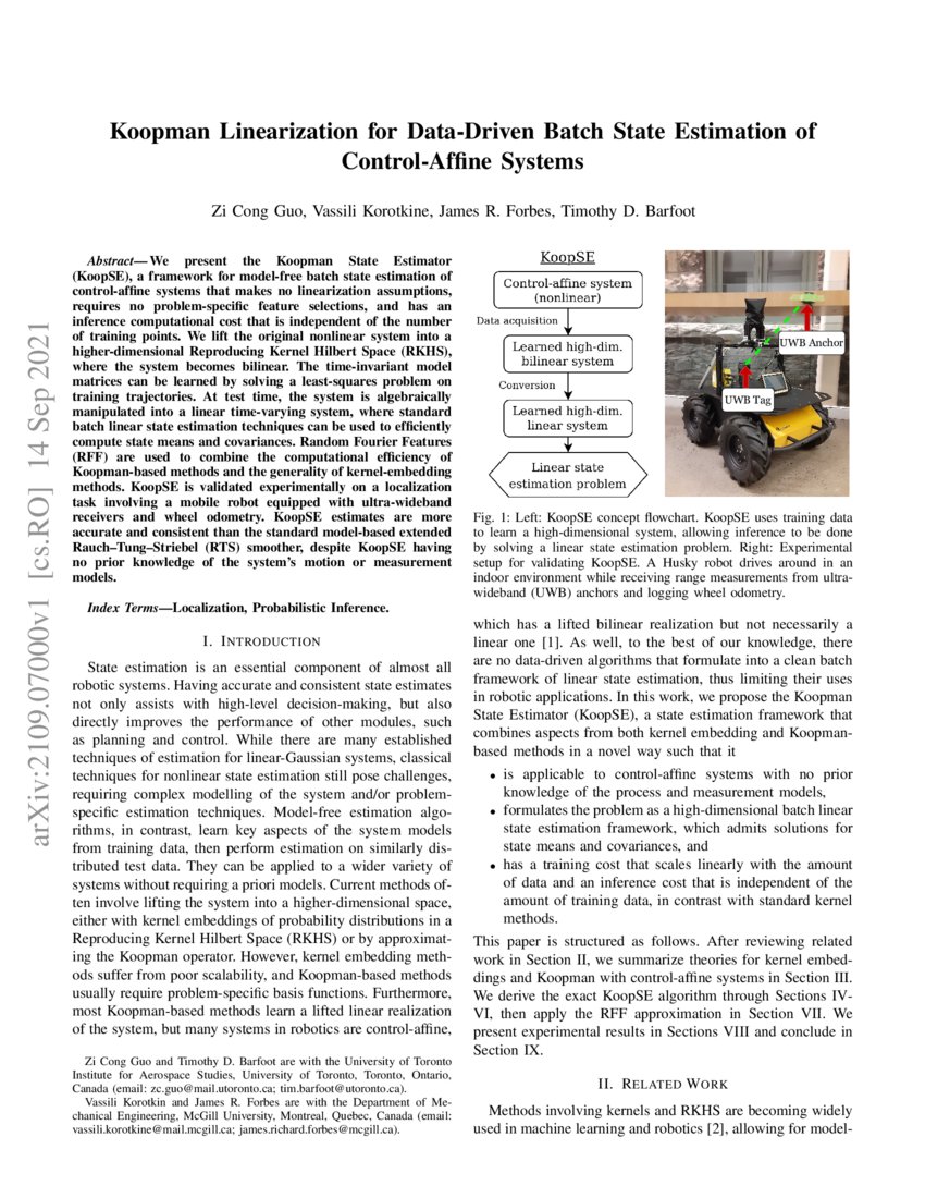 Koopman Linearization For Data Driven Batch State Estimation Of Control 3295
