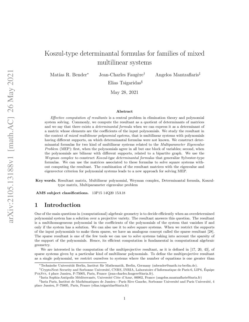 Koszul-type determinantal formulas for families of mixed multilinear ...