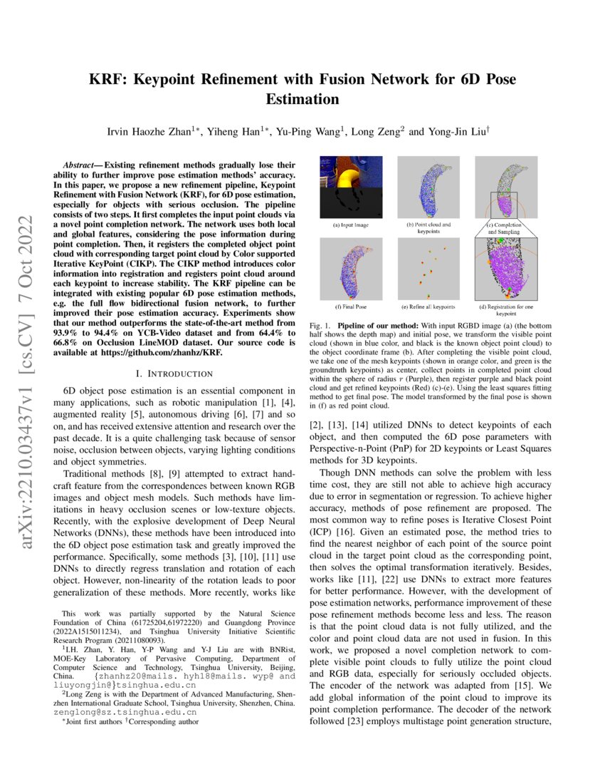 Krf Keypoint Refinement With Fusion Network For 6d Pose Estimation Deepai