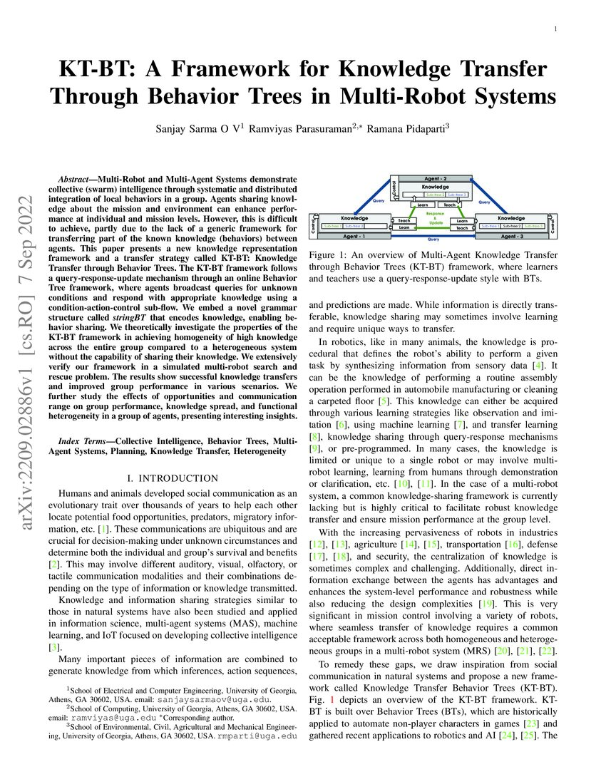 KT-BT: A Framework for Knowledge Transfer Through Behavior Trees in ...