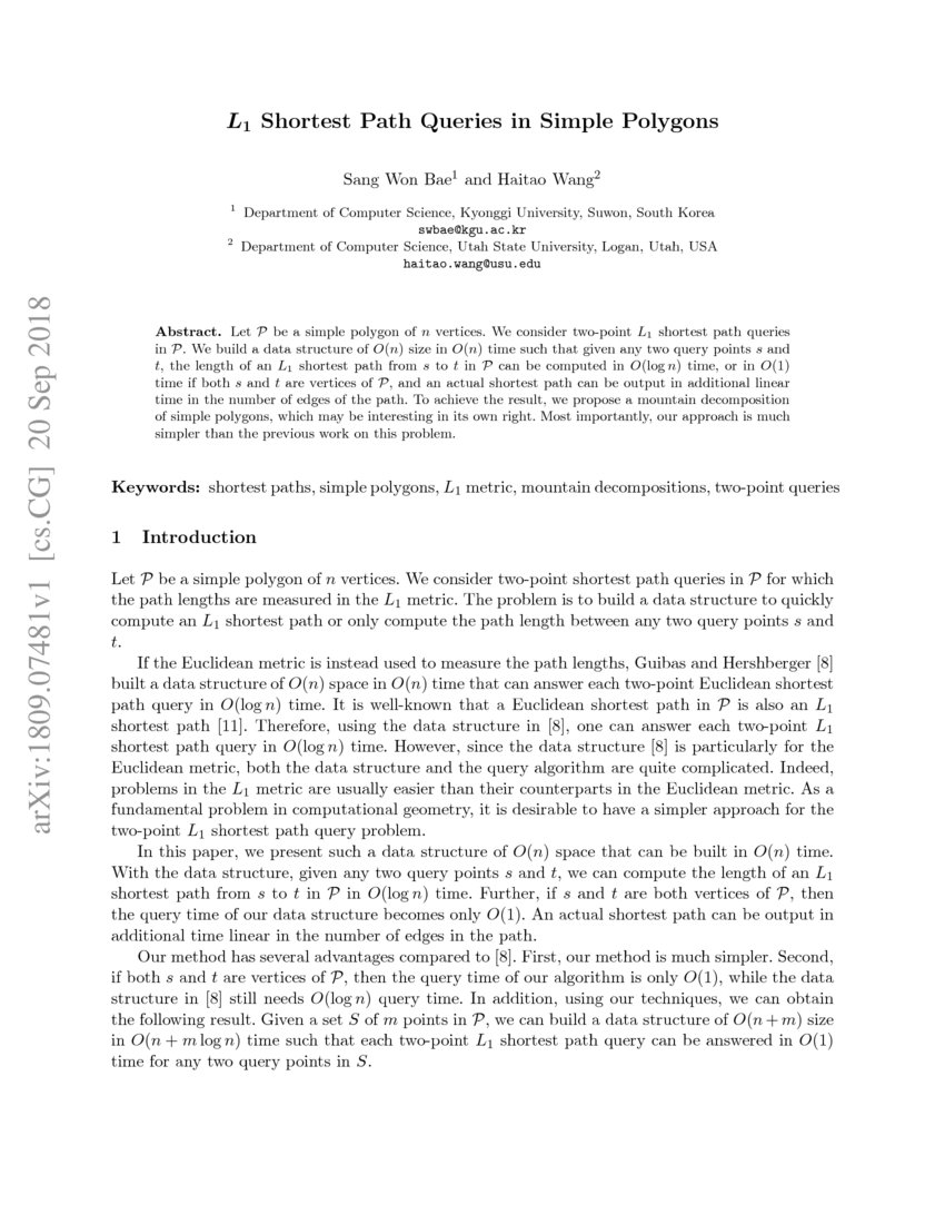 L_1 Shortest Path Queries in Simple Polygons | DeepAI
