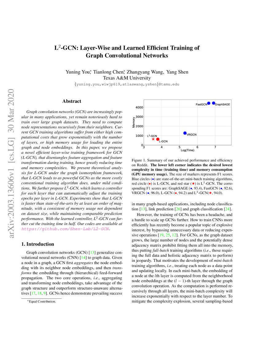L2 Gcn Layer Wise And Learned Efficient Training Of Graph Convolutional Networks Deepai
