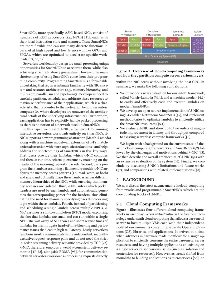 λ-NIC: Interactive Serverless Compute on Programmable SmartNICs | DeepAI