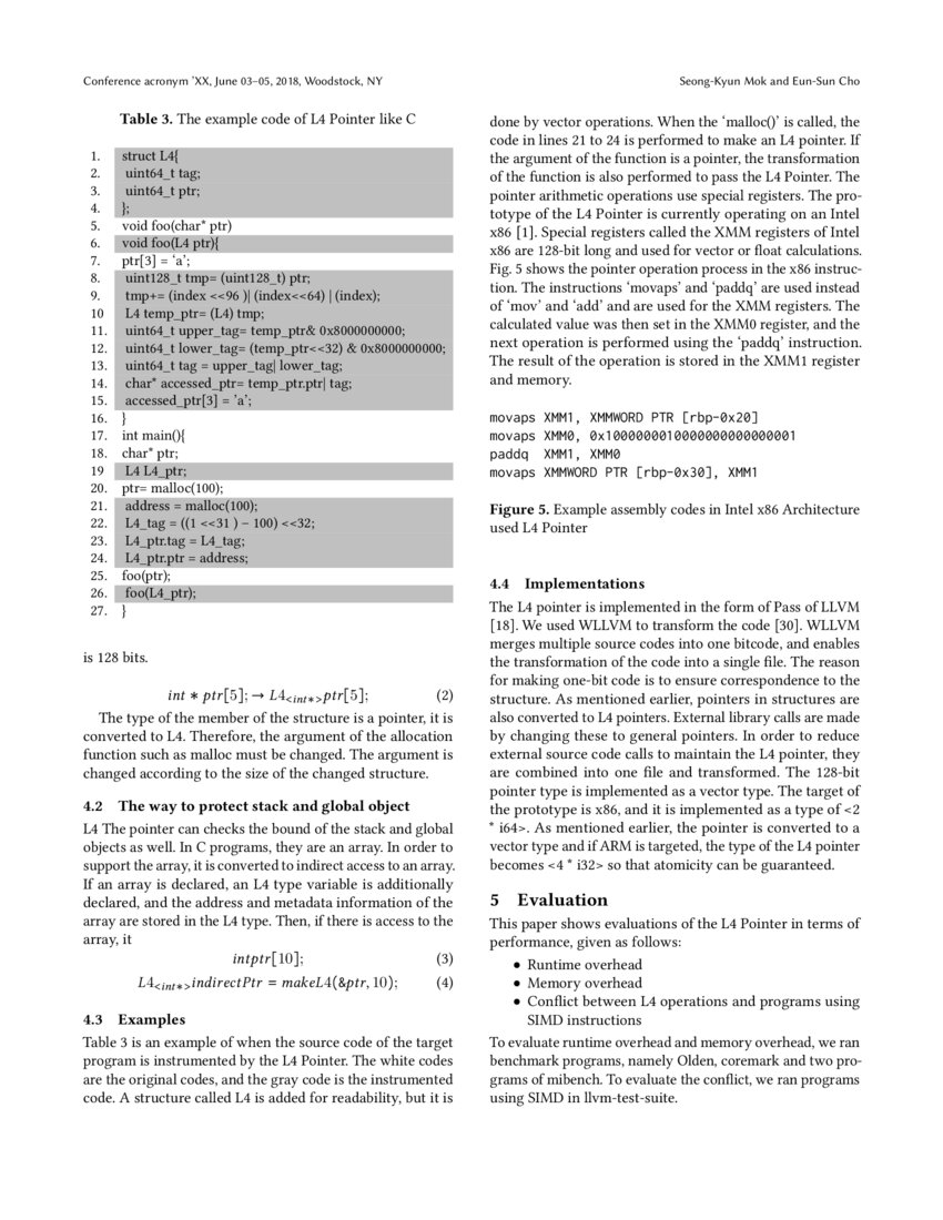 L4 Pointer An Efficient Pointer Extension For Spatial Memory Safety Support Without Hardware