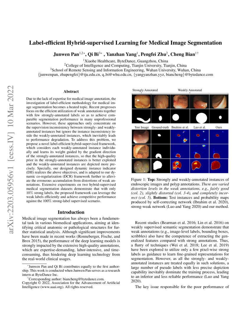 Label-efficient Hybrid-supervised Learning for Medical Image Segmentation | DeepAI