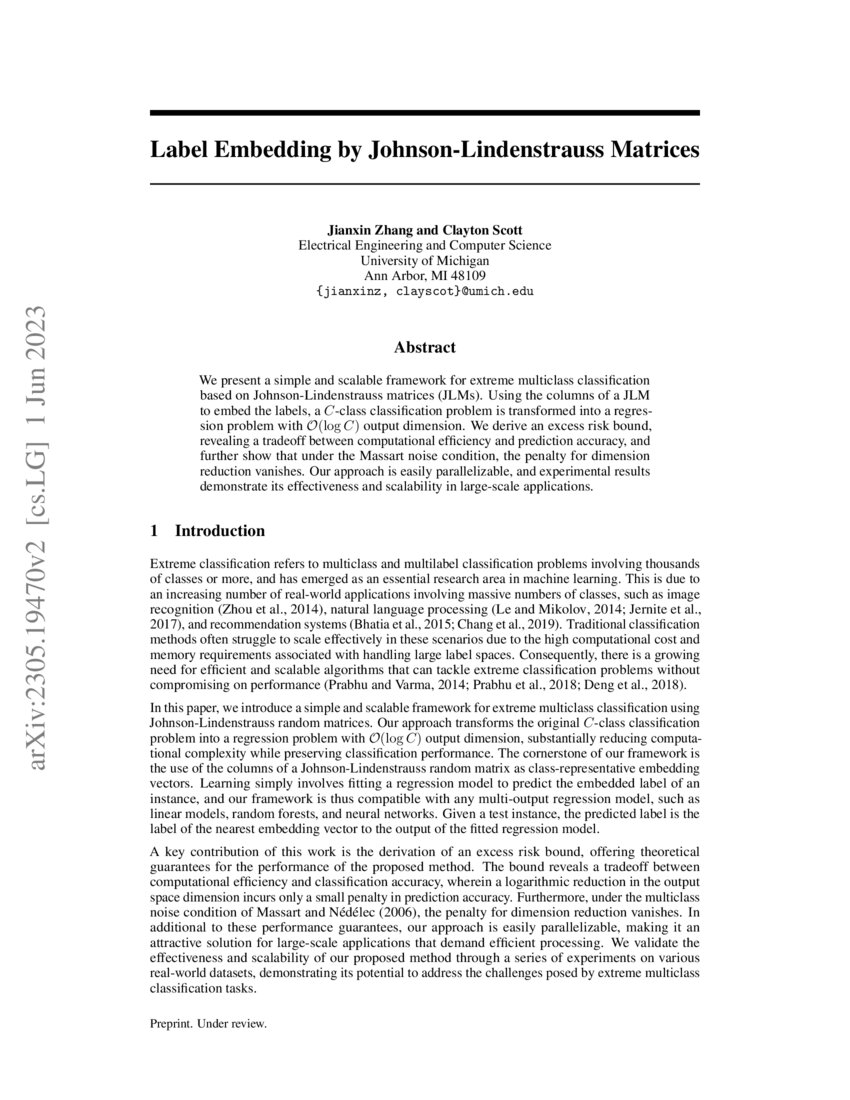 Label Embedding by Johnson-Lindenstrauss Matrices | DeepAI