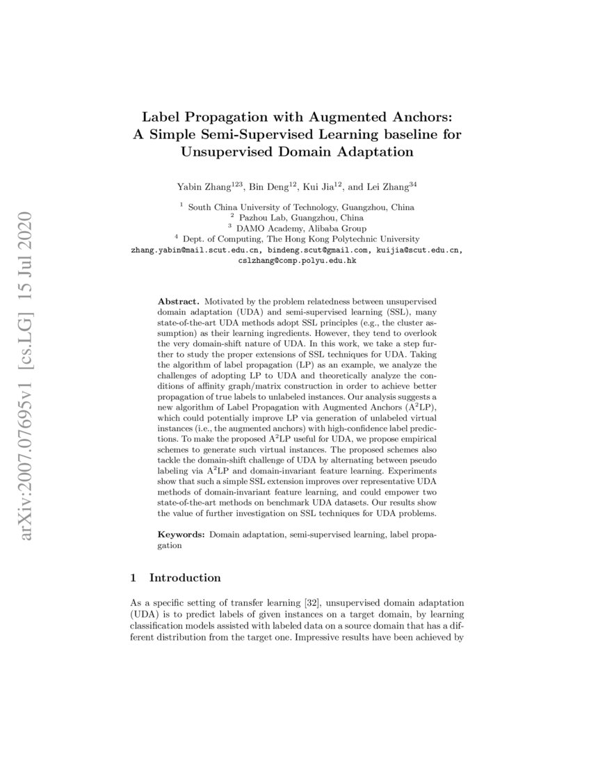 Label Propagation with Augmented Anchors: A Simple Semi-Supervised Learning baseline for ...