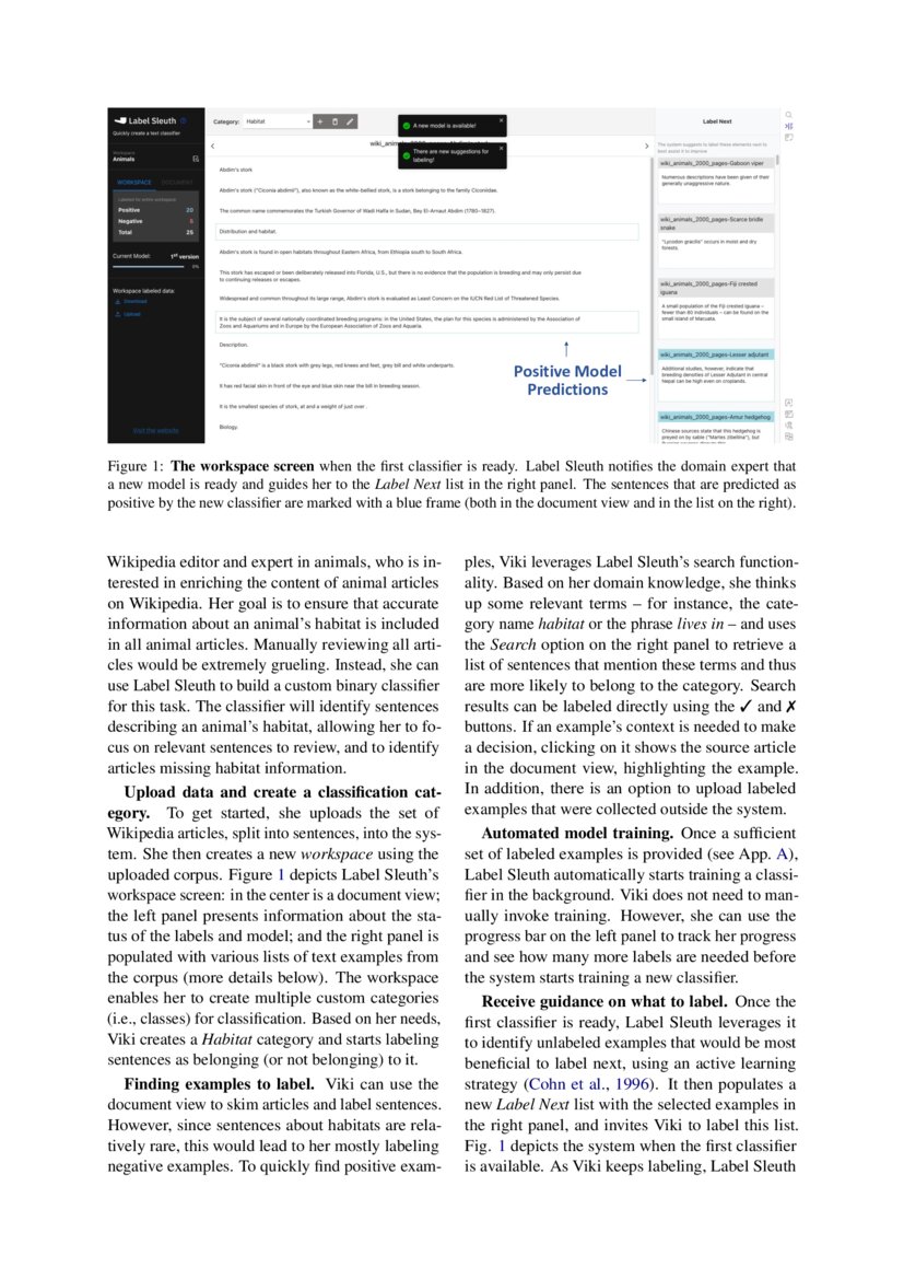 Label Sleuth: From Unlabeled Text to a Classifier in a Few Hours | DeepAI