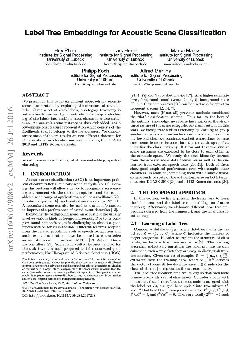 Label Tree Embeddings for Acoustic Scene Classification | DeepAI