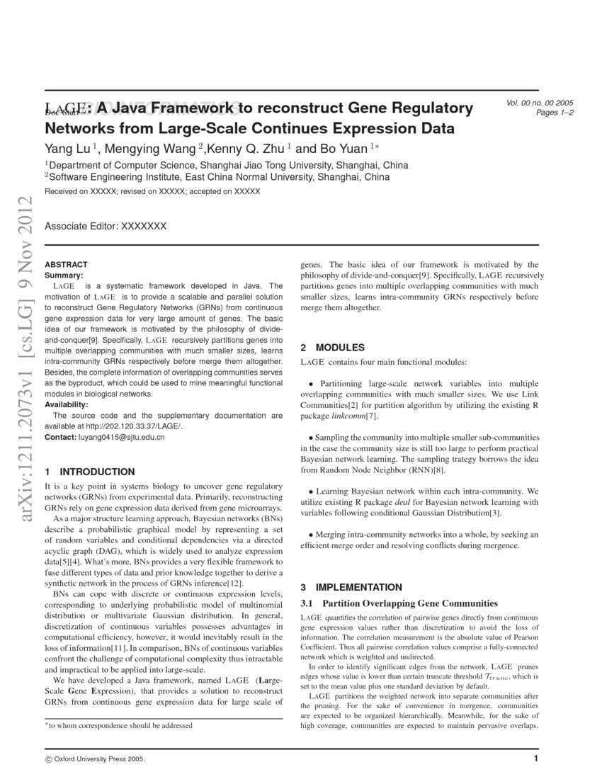 LAGE: A Java Framework to reconstruct Gene Regulatory Networks from ...