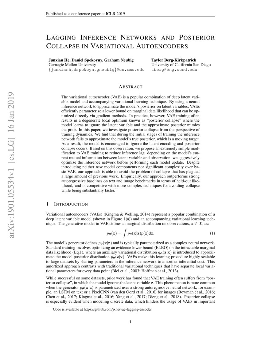 Lagging Inference Networks and Posterior Collapse in Variational ...