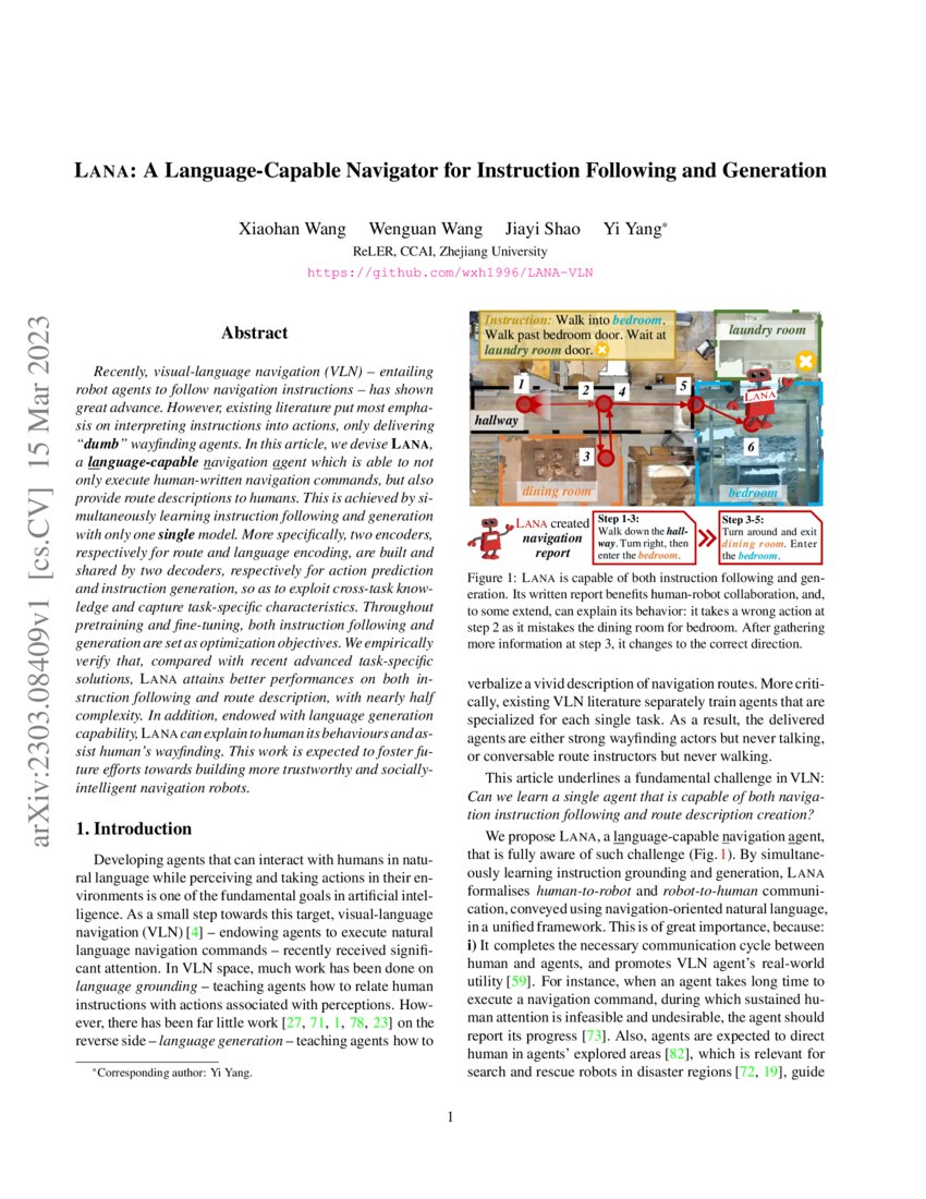 Lana: A Language-Capable Navigator for Instruction Following and Generation | DeepAI