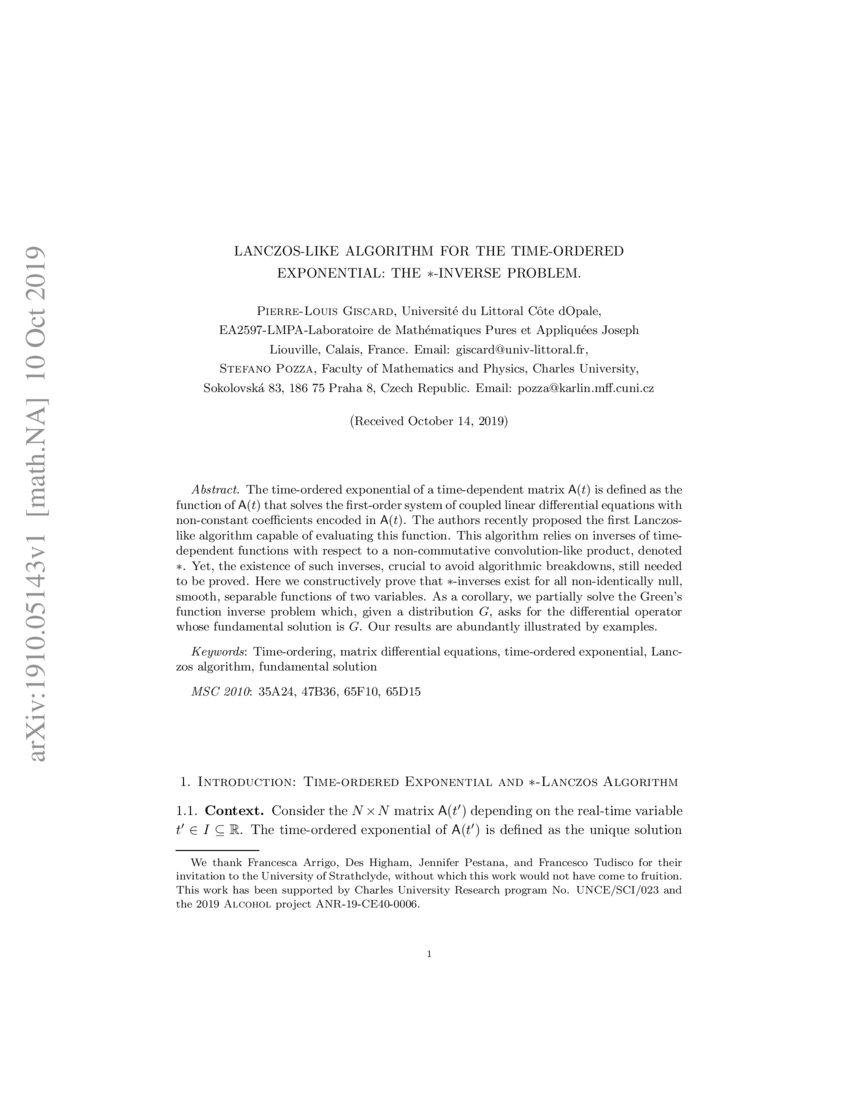 Lanczos Like Algorithm For The Time Ordered Exponential The ∗ Inverse Problem Deepai