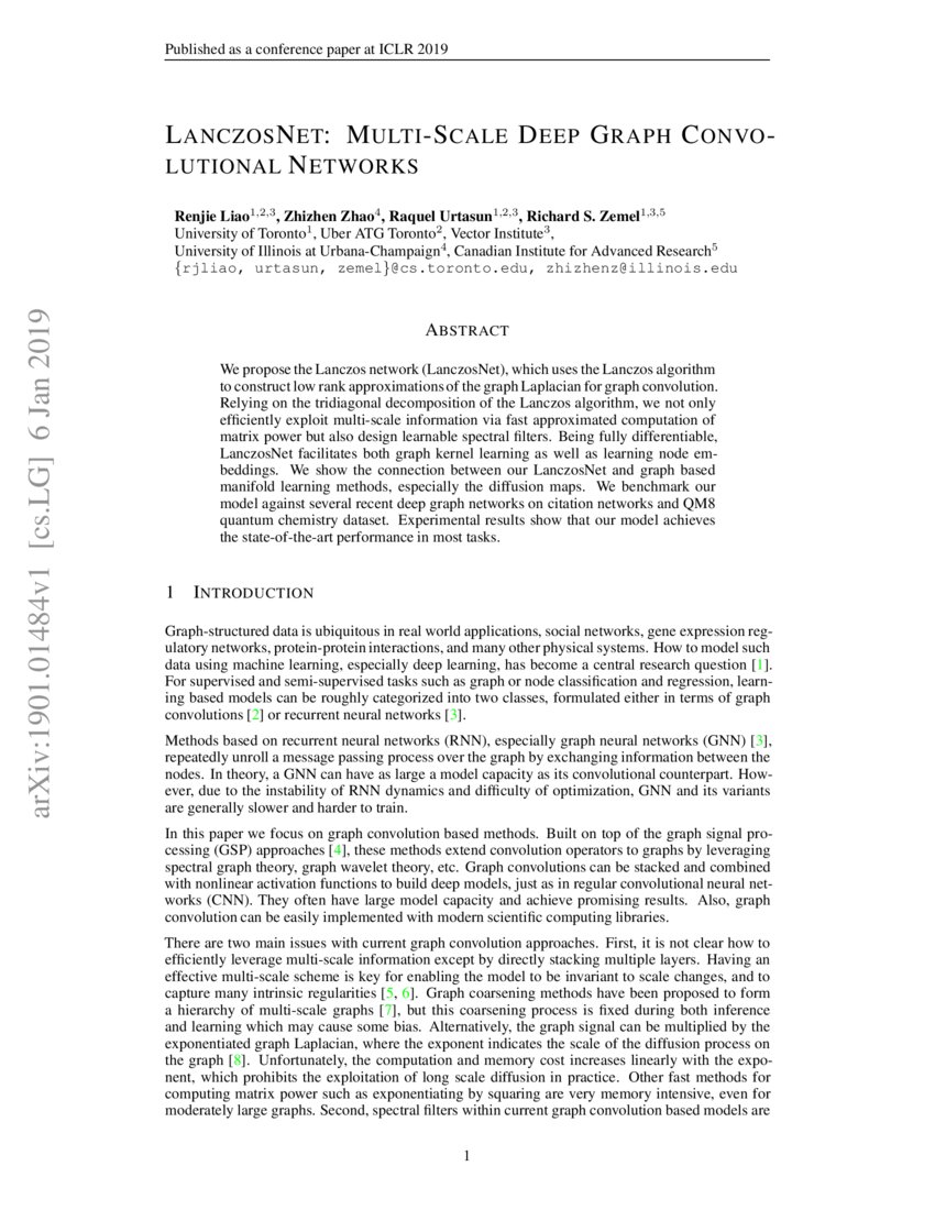 LanczosNet: Multi-Scale Deep Graph Convolutional Networks | DeepAI