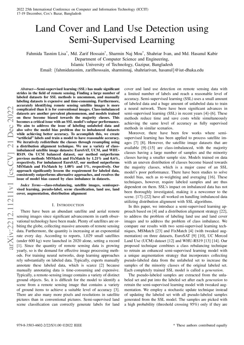 Land Cover and Land Use Detection using Semi-Supervised Learning | DeepAI