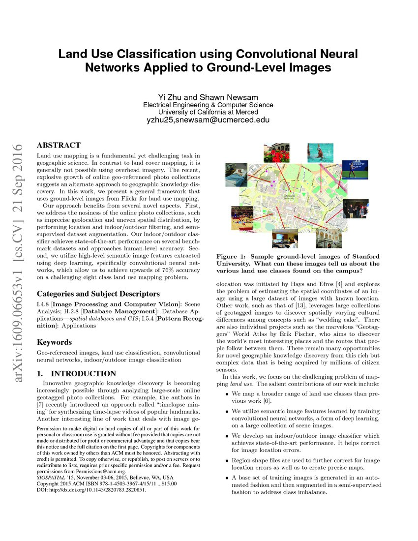 Land Use Classification Using Convolutional Neural Networks Applied To
