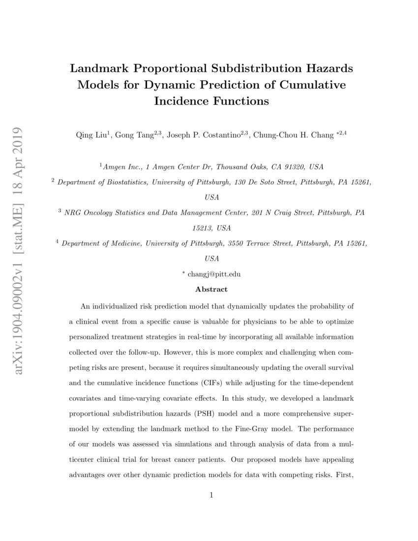 Landmark Proportional Subdistribution Hazards Models for Dynamic ...